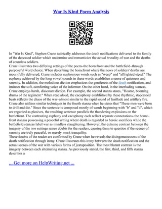 War Is Kind Poem Analysis | PDF