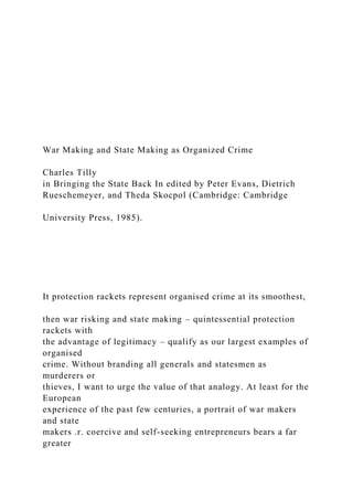 War Making and State Making as Organized Crime .docx