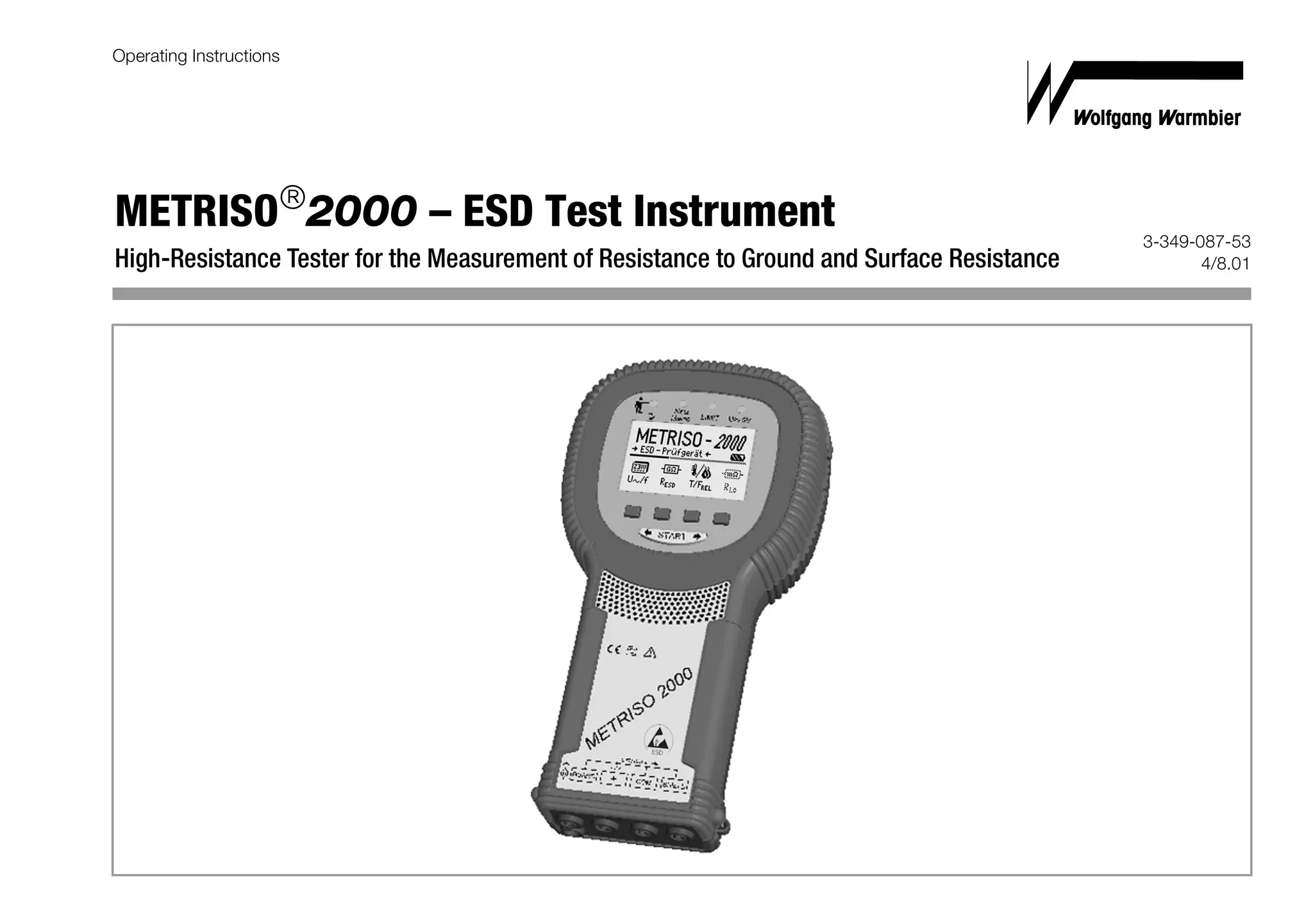 Manual de uso del megohmetro METRISO 2000 | PDF