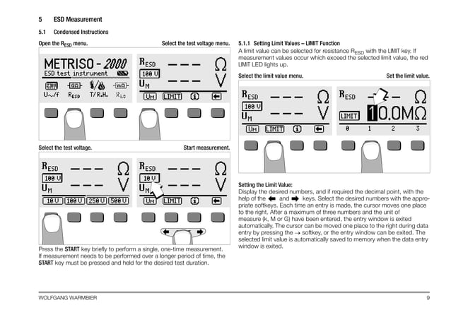 Manual de uso del megohmetro METRISO 2000 | PDF
