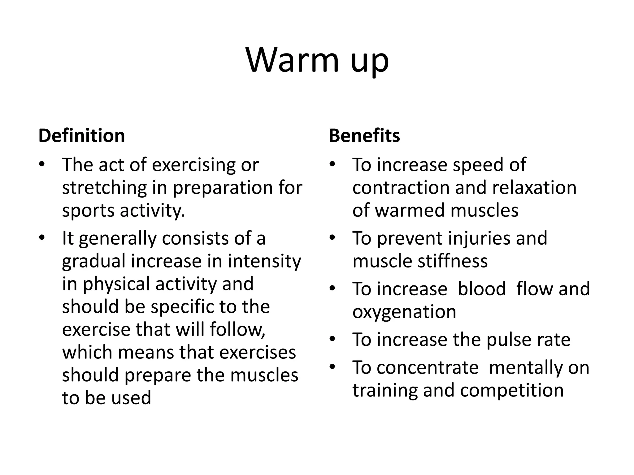 Warm up | PPTX | Fitness and Exercise | Healthy Living