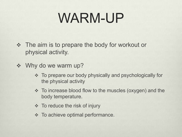 Warm up | PPTX | Fitness and Exercise | Healthy Living