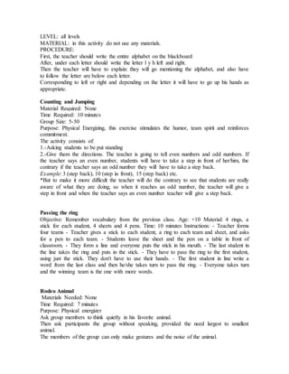 Warm up activities | PDF