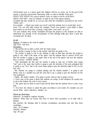 Warm up activities | DOCX