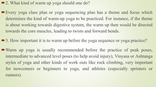 Warm Up Yoga Sequences for hatha yoga class | PPTX