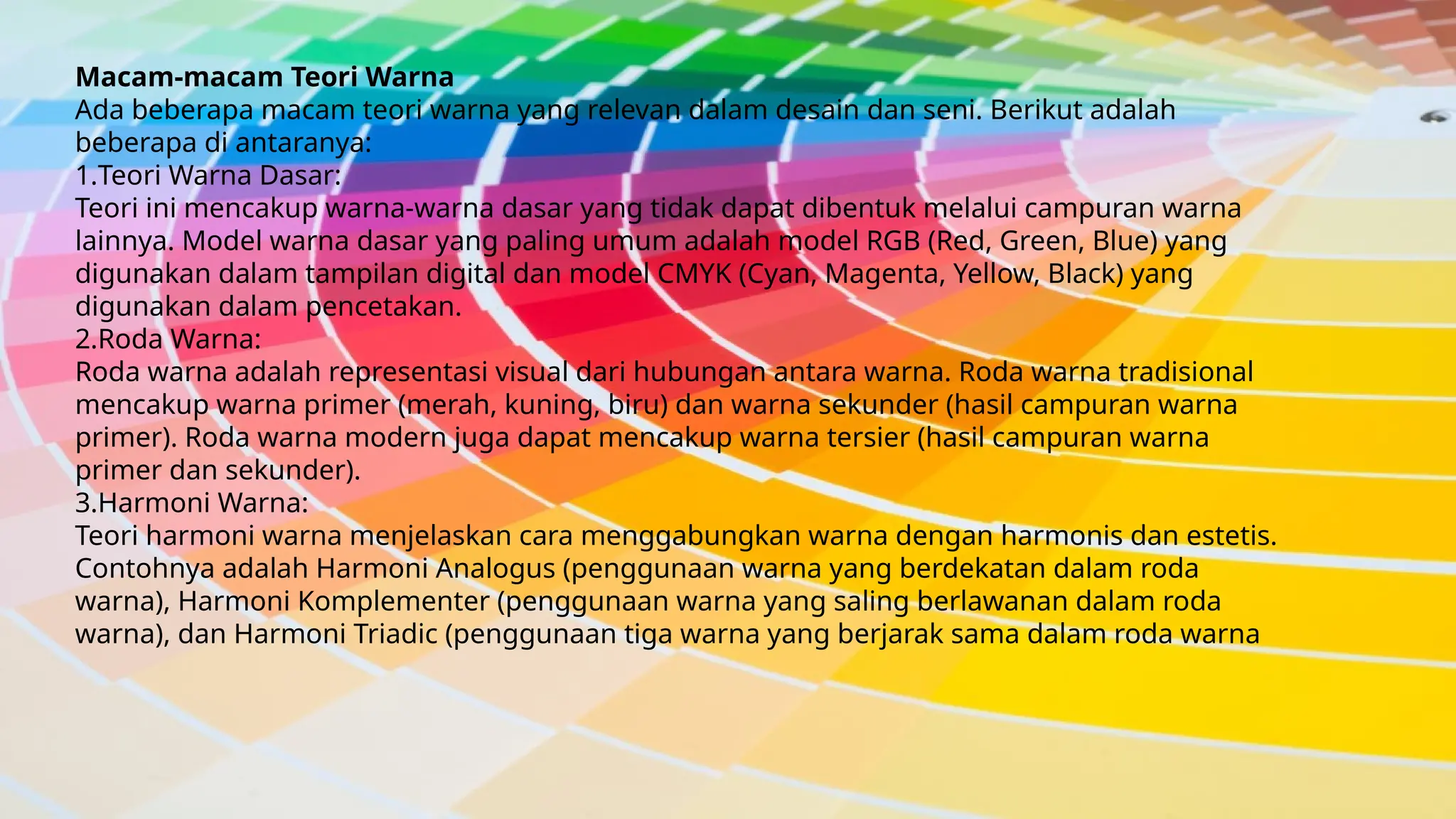 TEORI WARNA PADA DESAIN GRAFIS MENGGUNAKAN COLOR WHEEL | PPTX