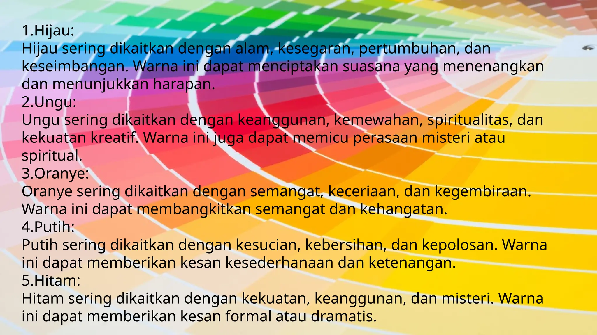 TEORI WARNA PADA DESAIN GRAFIS MENGGUNAKAN COLOR WHEEL | PPTX