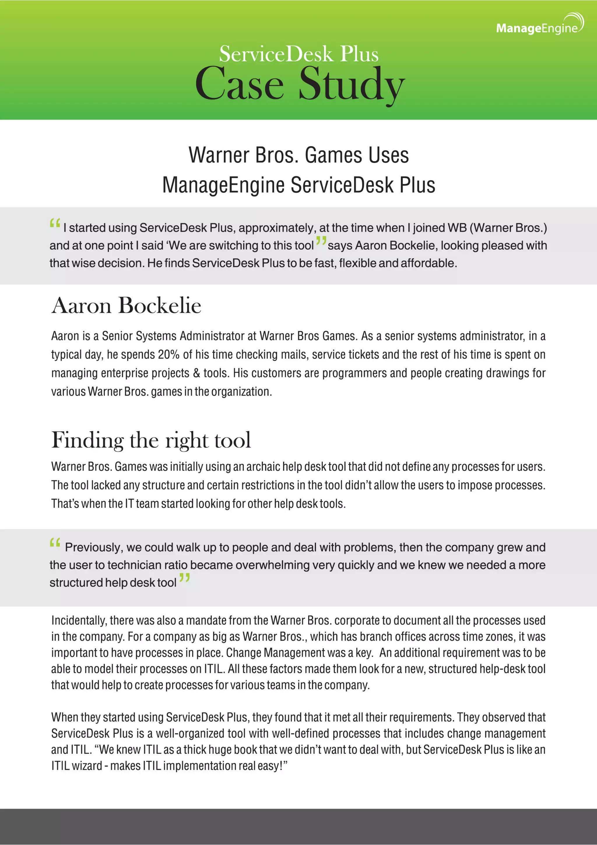 Case Study from Warner bros | PDF