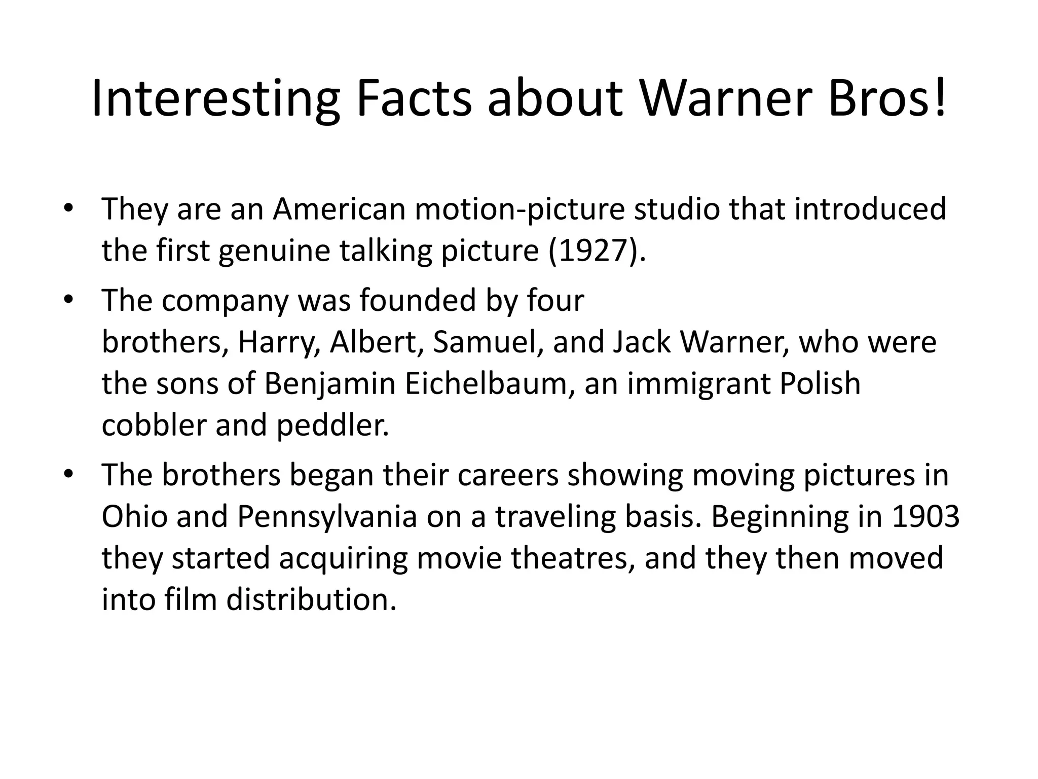 Warner bros presentation | PPTX