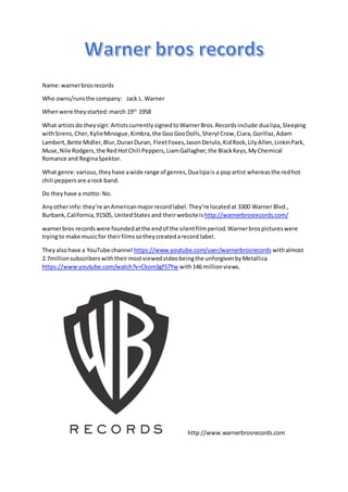 Record label research | DOCX