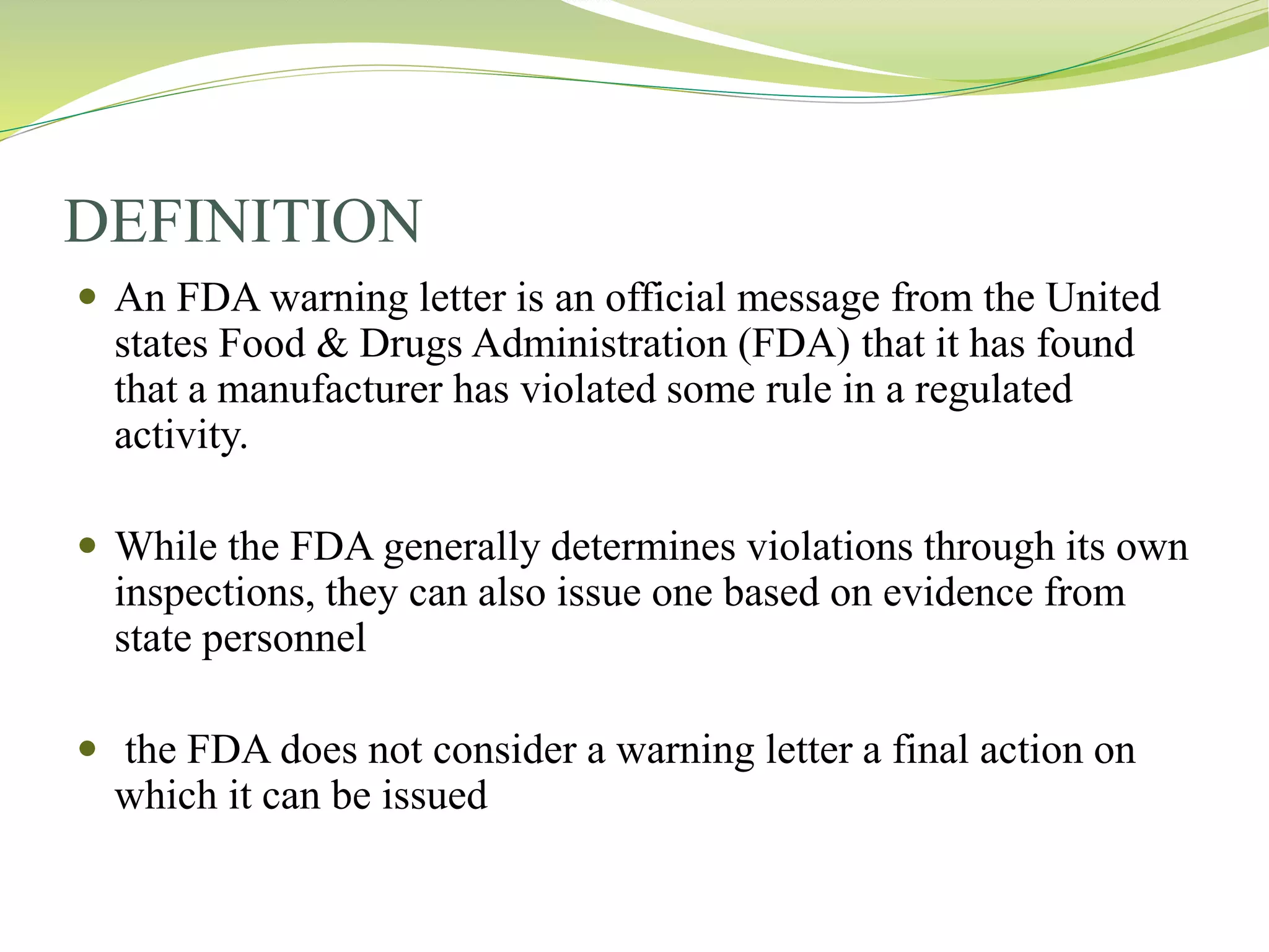FDA Warning letter | PPTX