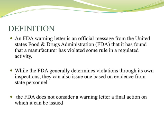 FDA Warning letter | PPTX | Smoking Cessation | Wellness