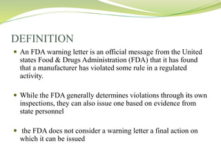 Fda Warning Letters To Drug Manufacturers