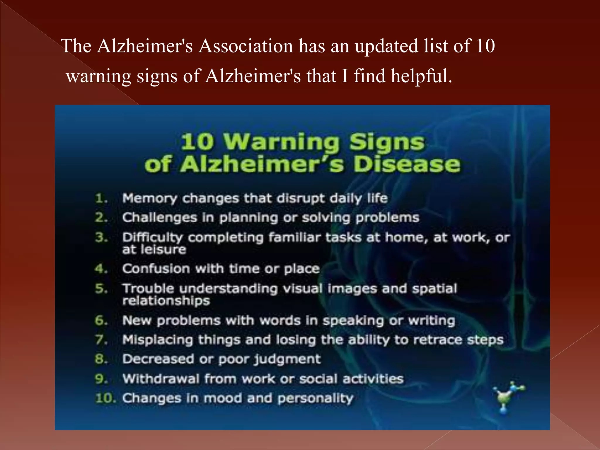 Warning Signs of Alzheimer’s disease | PPTX