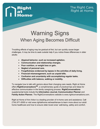 Warning Warning Signs a Senior's Needs Are Changing - Provided by Ann ...