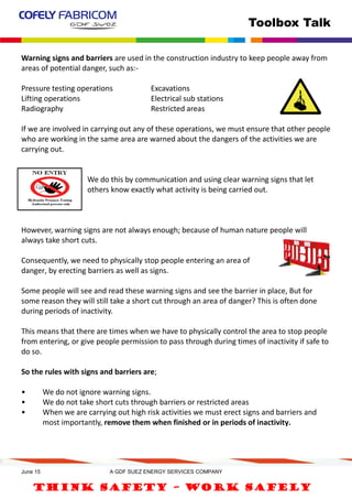 Warning signs barriers tbt | PDF