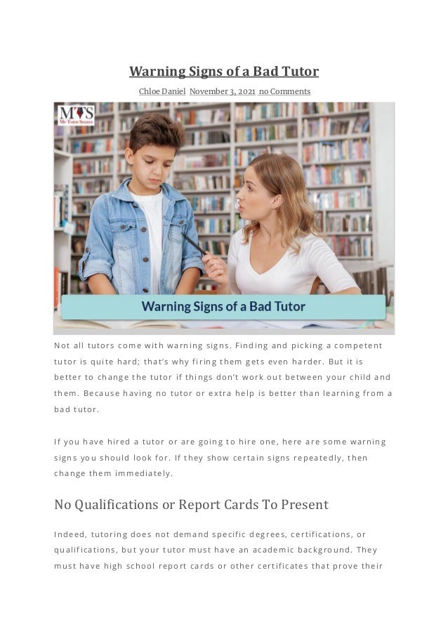 Warning Signs of a Bad Tutor | PDF