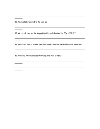 War of 1812 guided notes | DOCX