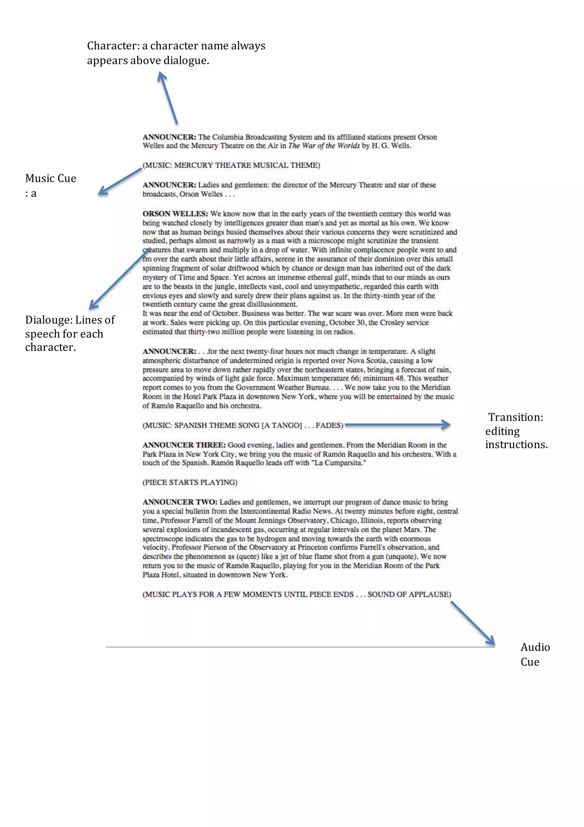 War of the world script structure | DOCX