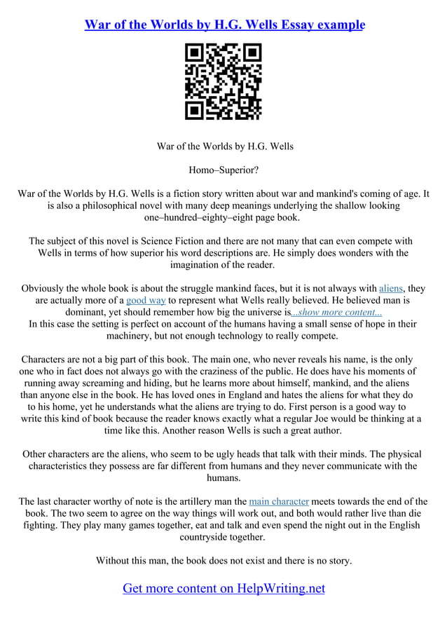 War Of The Worlds Essay | PDF