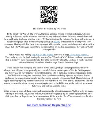 War Of The Worlds Essay | PDF