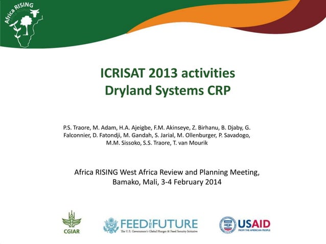ICRISAT 2013 activities: Dryland Systems CRP | PPT