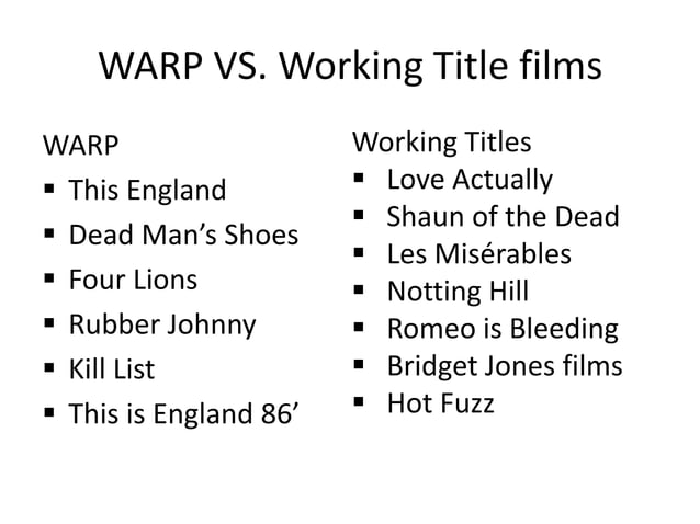 Working Titles VS WARP | PPT