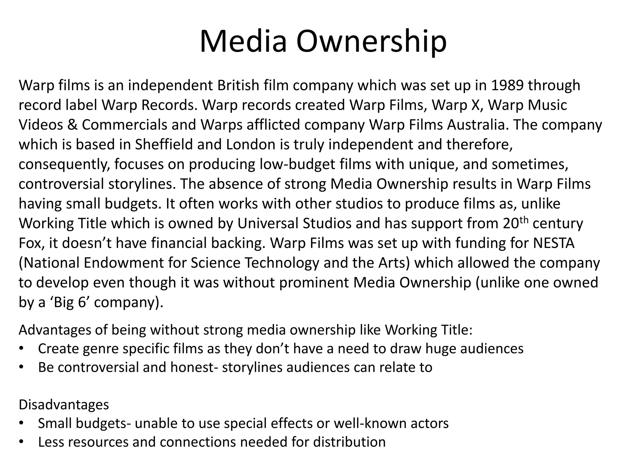 Warp films presentation | PPTX