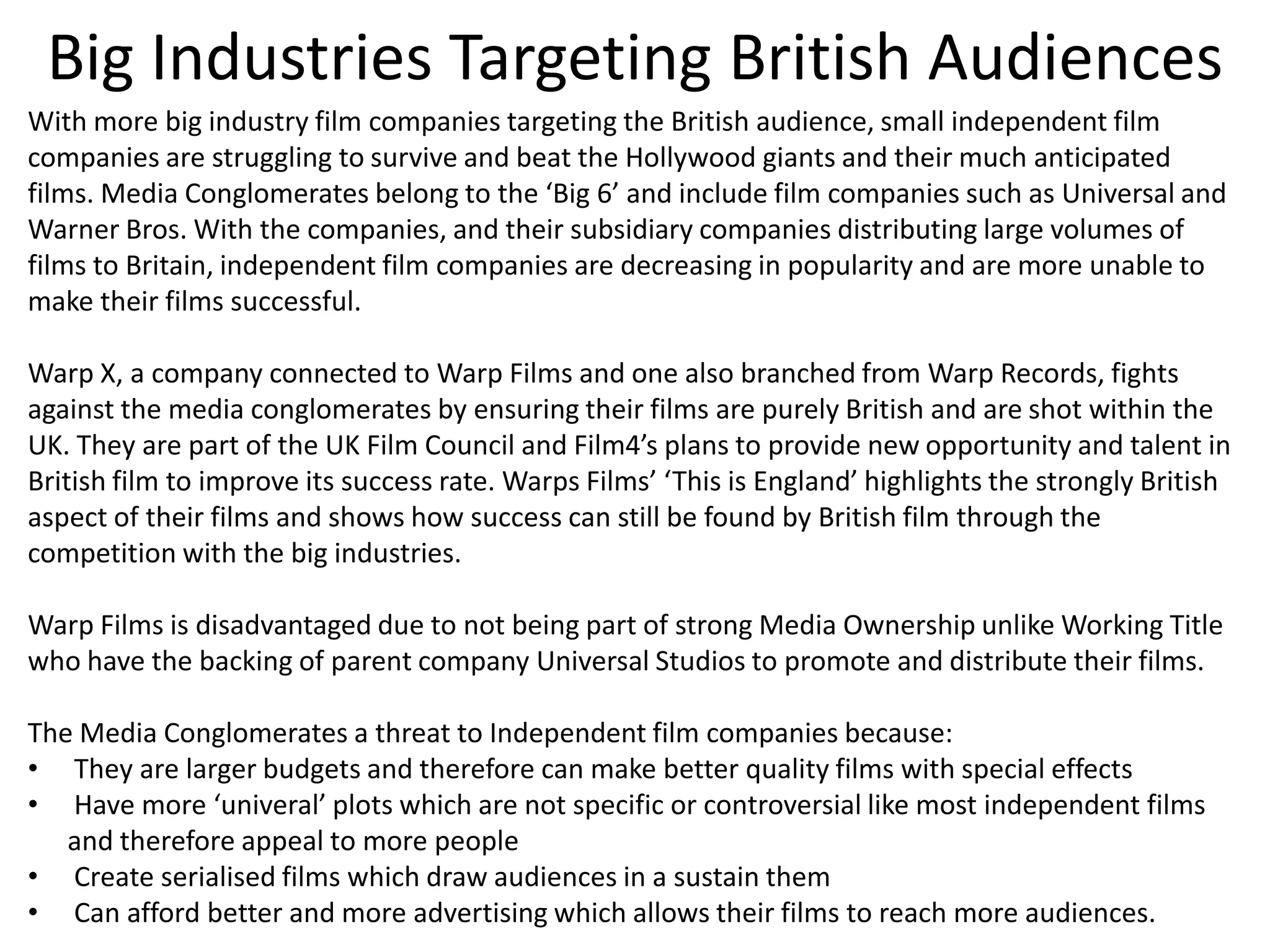 Warp films presentation | PPTX