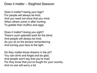 War poetry brooke, sassoon, owen | PPT