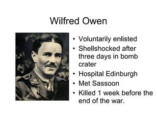 War poetry brooke, sassoon, owen