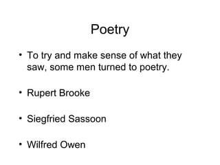 War poetry brooke, sassoon, owen | PPT
