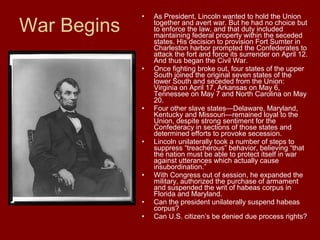 War Powers in Action: The American Civil War | PPT