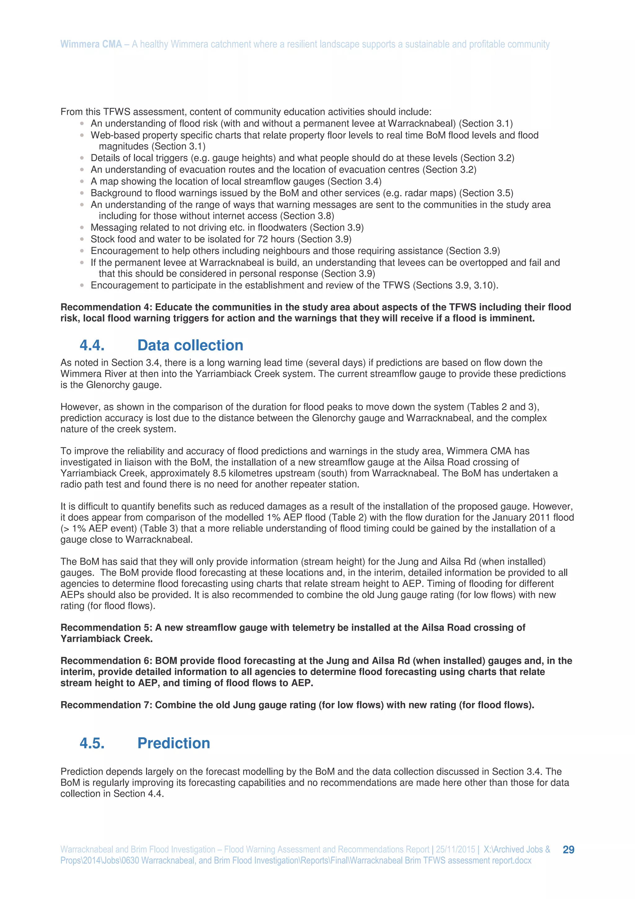 Example of a Total Flood Warning System Assessment | PDF