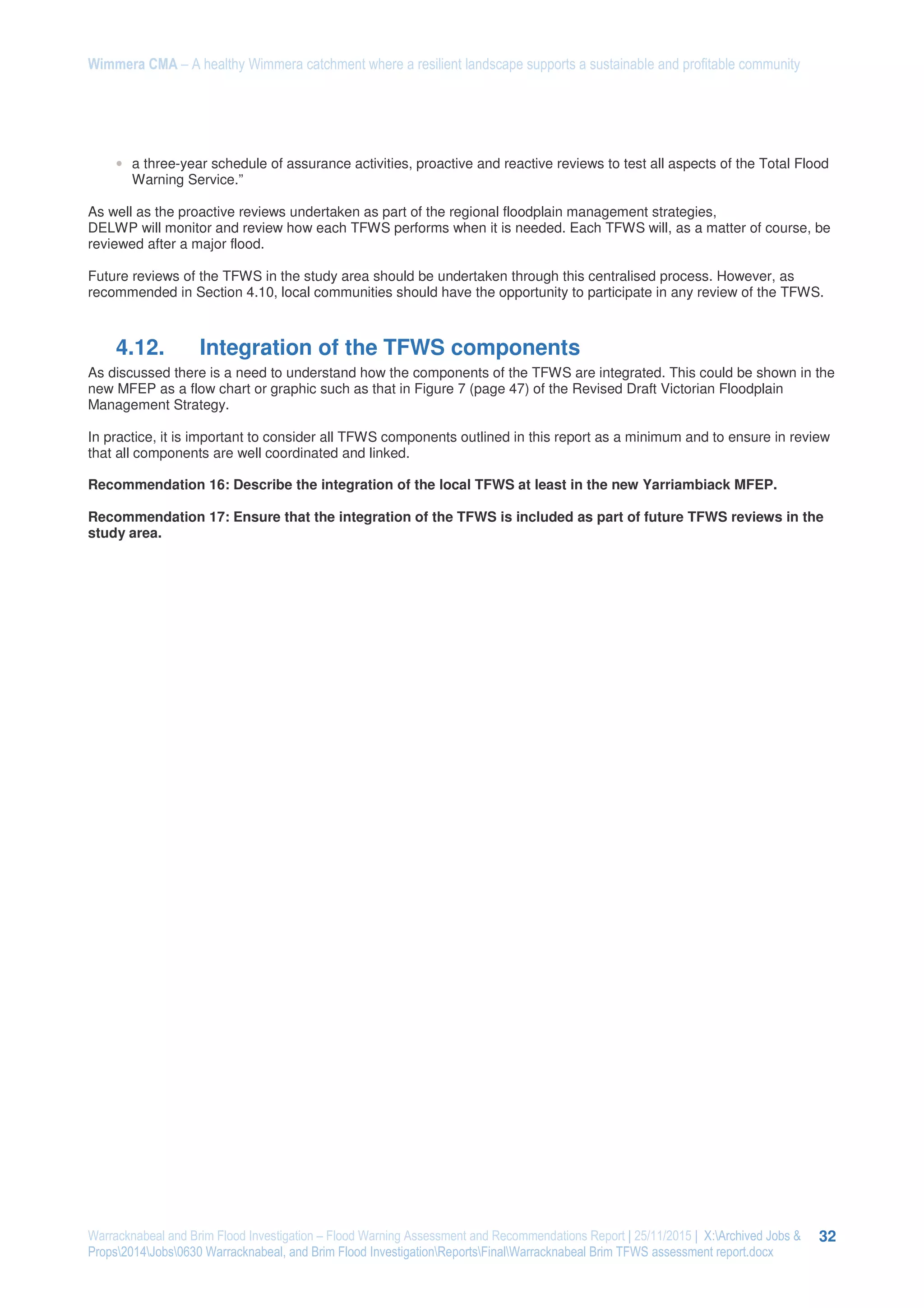 Example of a Total Flood Warning System Assessment | PDF