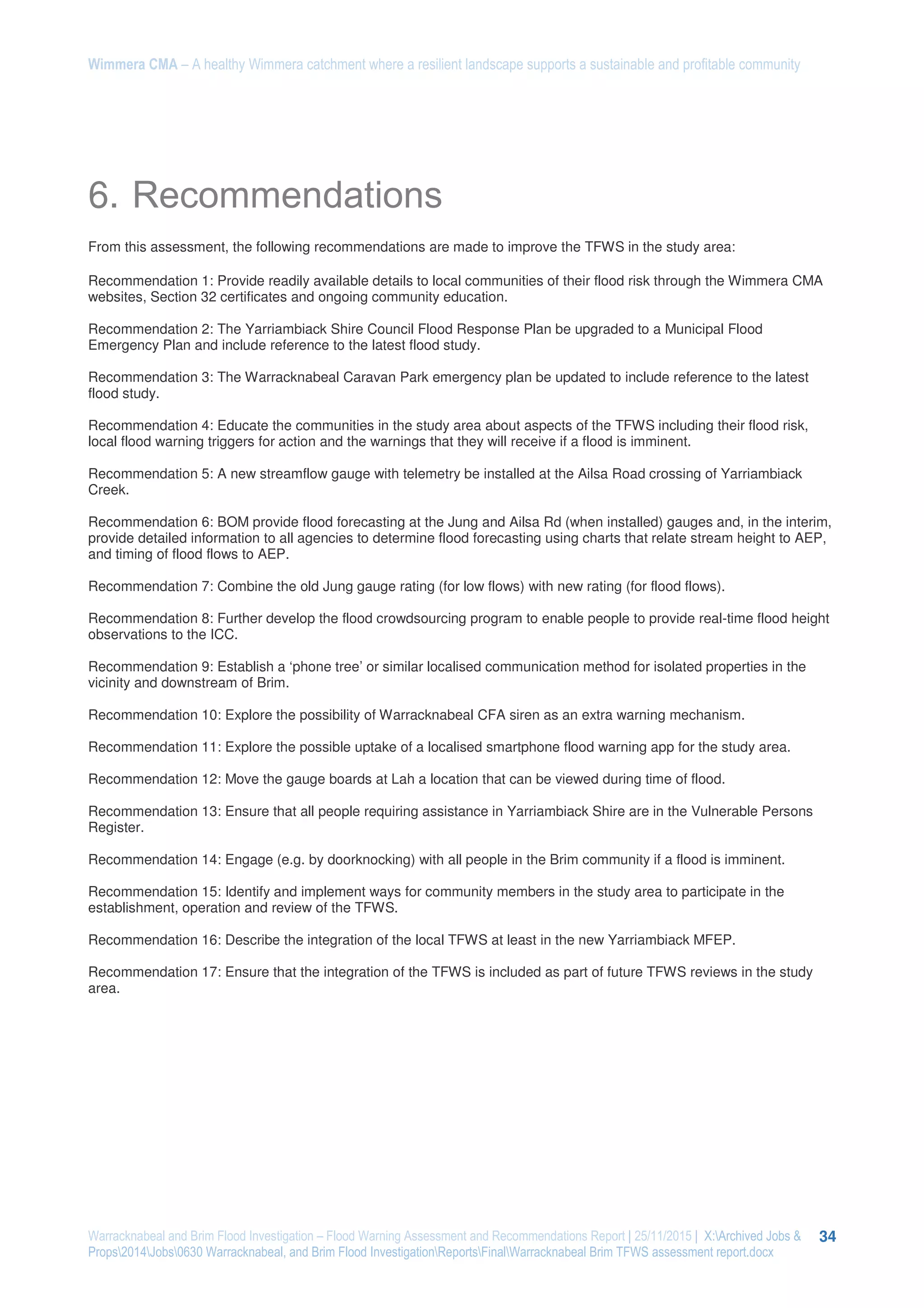 Example of a Total Flood Warning System Assessment | PDF