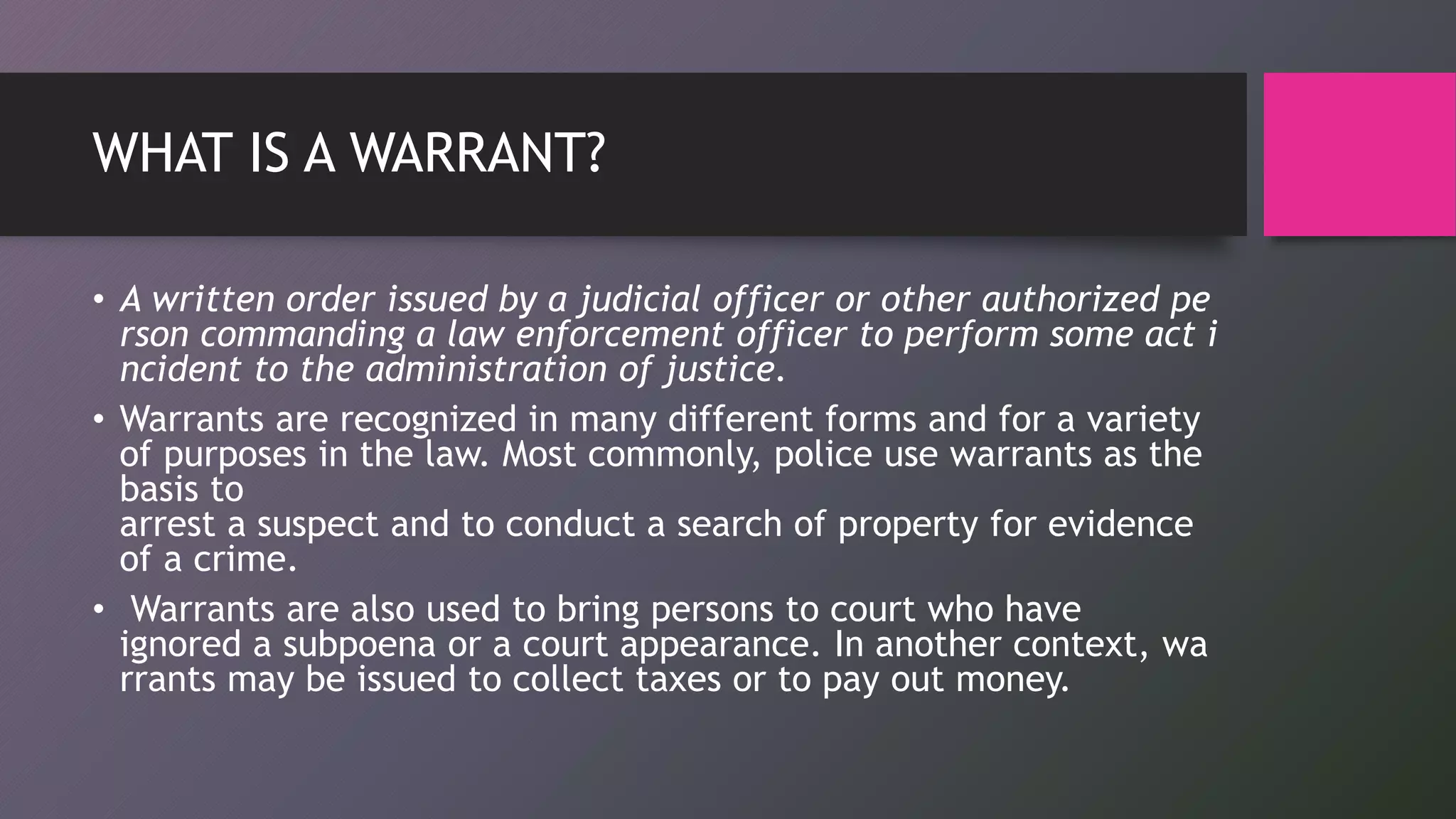 Warrants in India | PPTX
