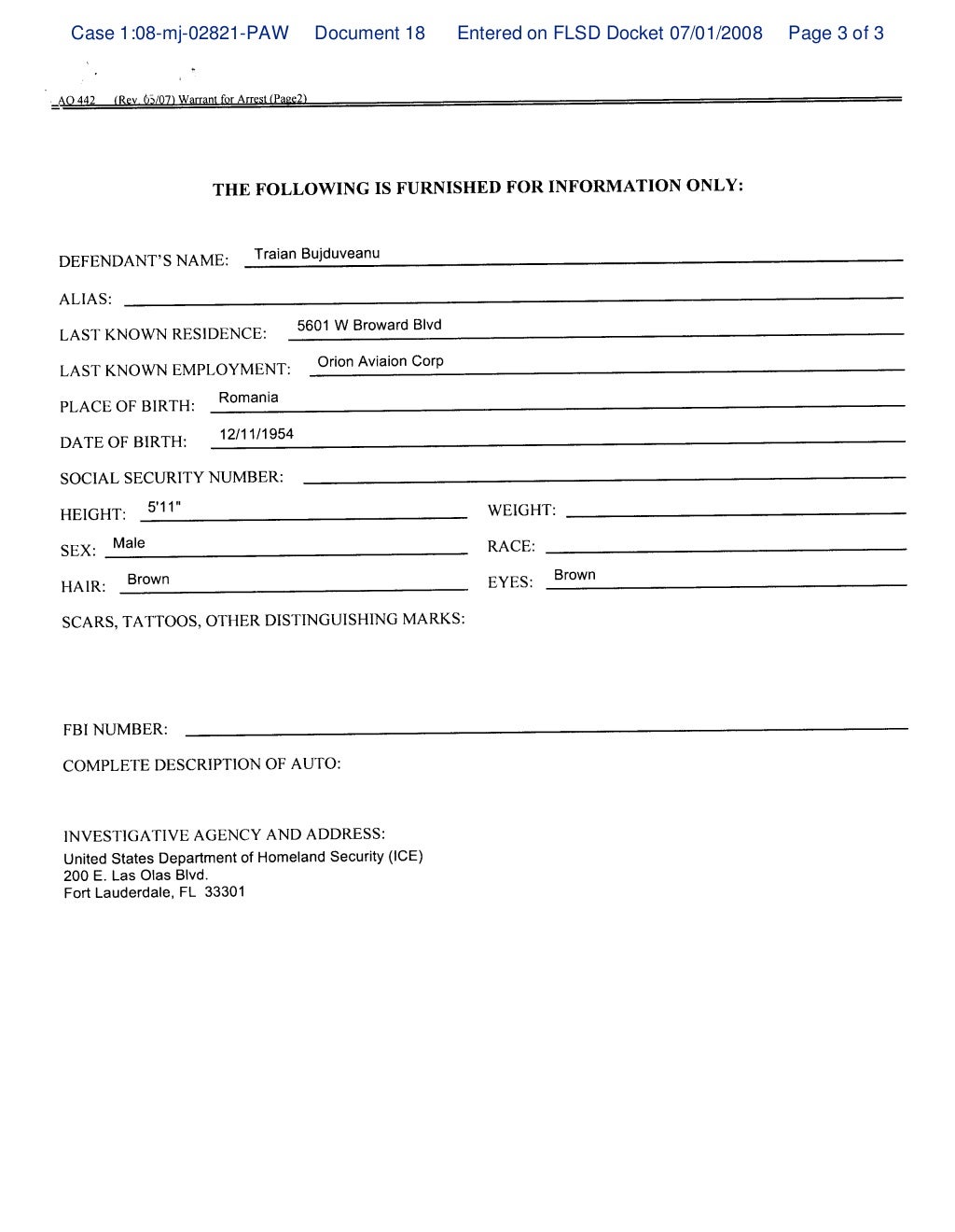 Warrant For Arrest Warrant For Arrest