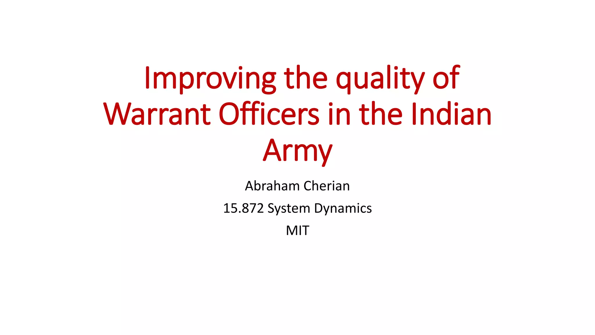 Quality of Warrant officers in The Indian Army | PDF