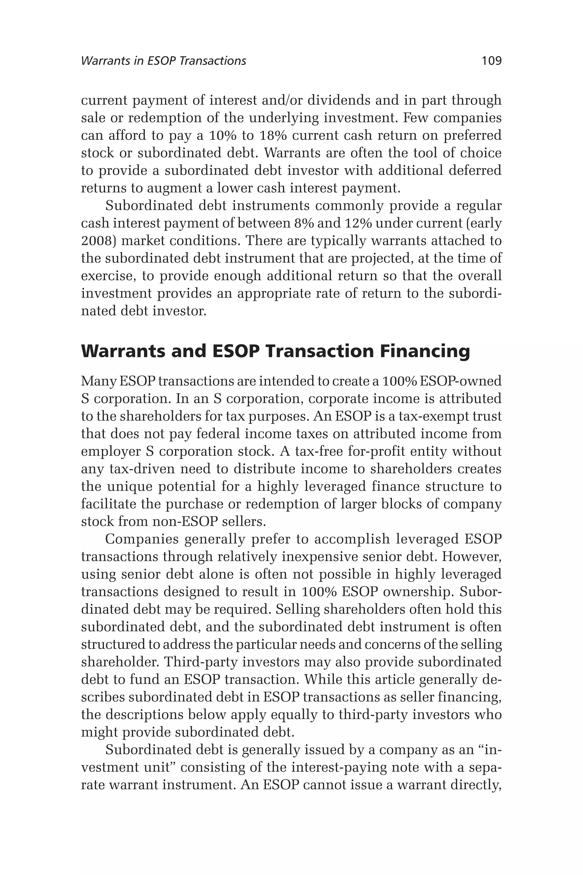 Warrants in ESOP Transactions | PDF