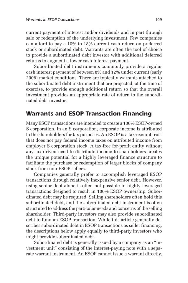 Warrants in ESOP Transactions | PDF
