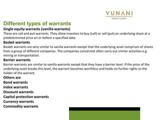 Warrants Presentation - Vunani Private Clients | PDF