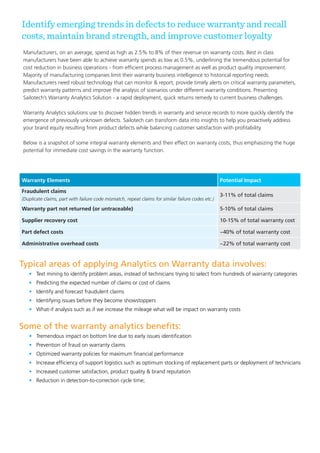 Warranty Analytics- Sailotech | PDF