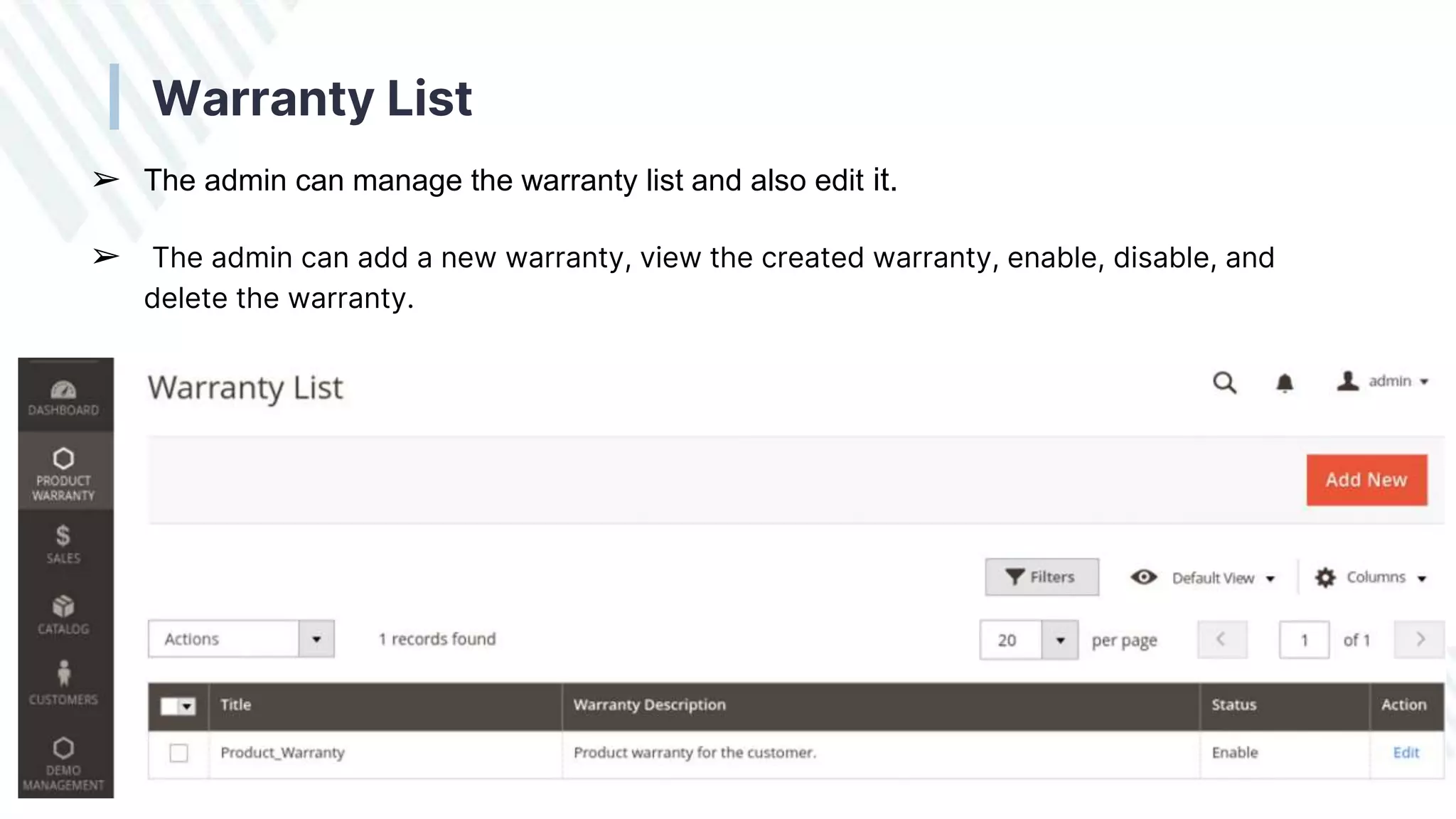 Warranty Management System for Magento 2 | PPT