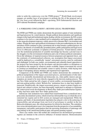 Sustaining the unsustainable? Environmental impact assessment and ...