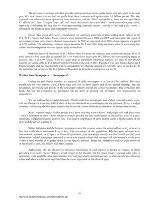 Warren Buffet on newspapers - 2012 report excerpt | PDF