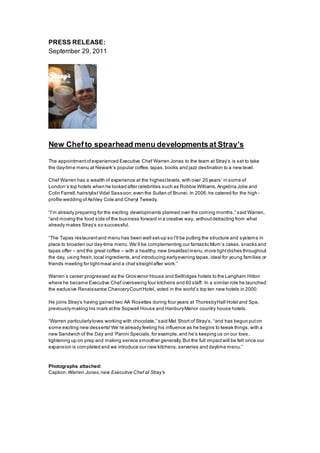 Warren Jones Executive Chef Press Release | DOCX