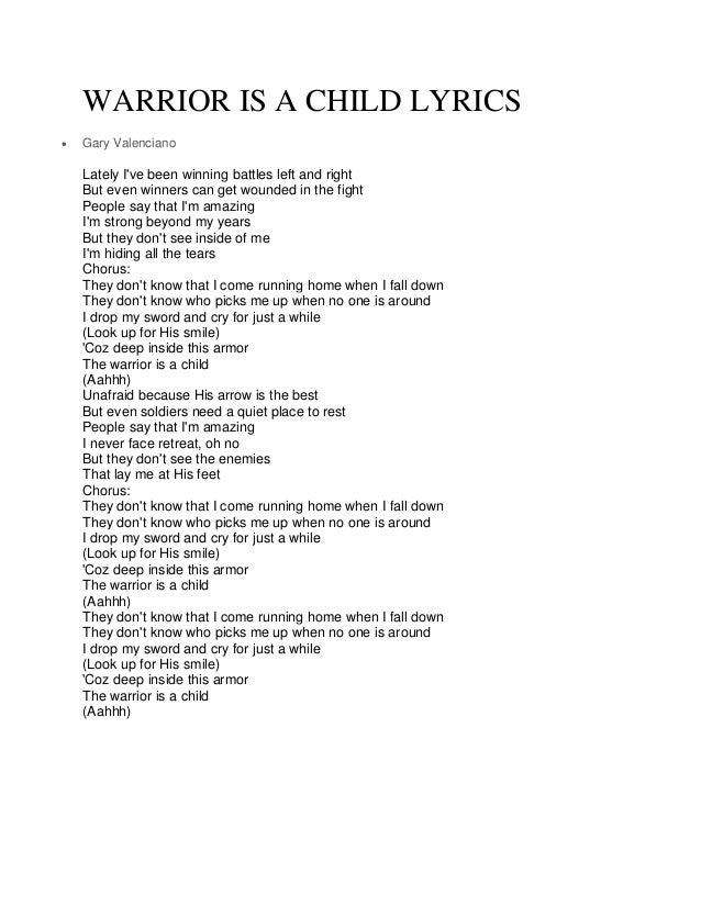 Warrior Is A Child Lyrics Warrior Is A Child Lyrics