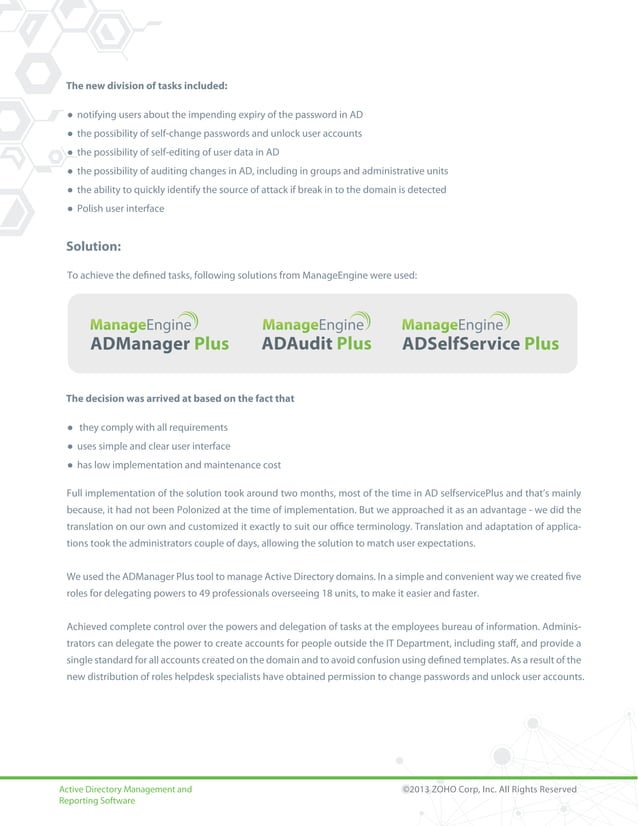 ADManager Plus helps City of Warsaw with comprehensive management of active directory | PDF