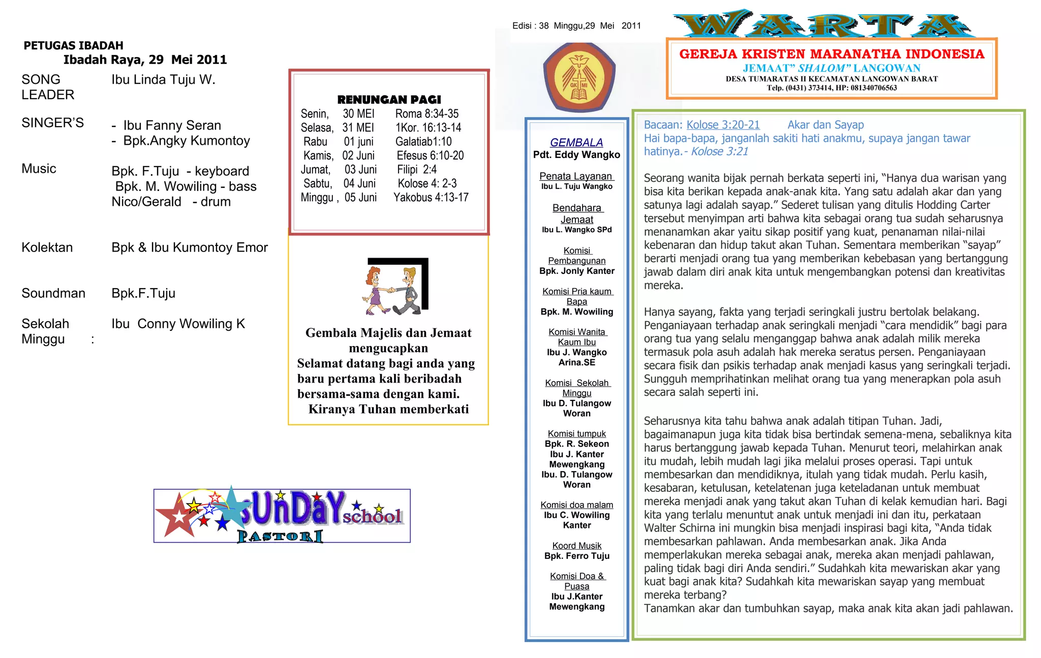 Warta gereja gkmi tumaratas 29 mei | DOC